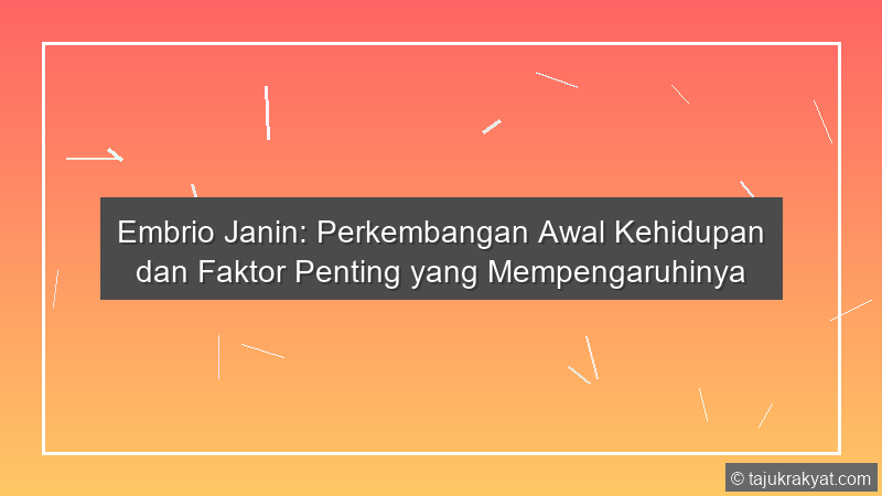 Embrio Janin: Perkembangan Awal Kehidupan dan Faktor Penting yang ...
